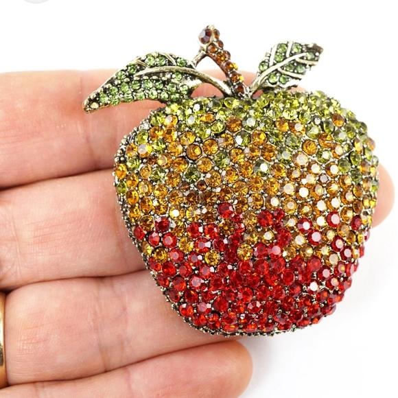 Unbranded | Jewelry | Large Vintage Apple Brooch Red ...